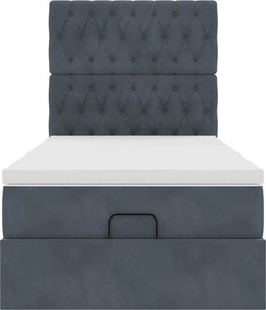 Osmanský rám postele s matracemi tmavě šedá 90x200cm samet 3313518