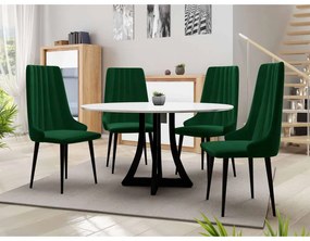 Kulatý stůl Dagerto FI 100 se 4 židlemi ST93 03, Barva: bílý lesk / černý lesk, Potah: Magic Velvet 2219