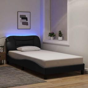 Rám postele s LED bez matrace Hvar černý 100x200 cm Látka 3213685