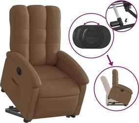 Elektrické zvedací polohovací křeslo hnědé textil 3204120