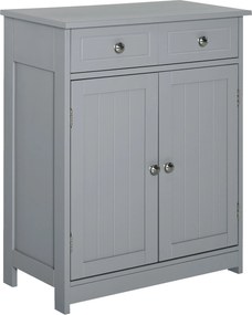 kleankin Úložný kabinet, Koupelnový kabinet, Skříň se 2 dveřmi a 2 zásuvkami - 60 x 30 x 75 cm - Šedá | Aosom