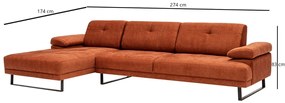 Designová rohová sedačka Vatusia 274 cm oranžová - levá