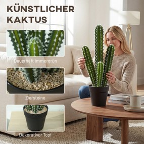 HOMCOM umělý kaktus, 53 cm — sloupovitý kaktus v květináči s realistickým vzhledem pro domov, kancelář, dárek při nastěhování, dekorace