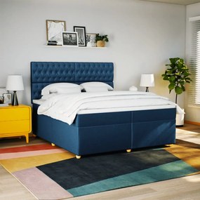 Box spring postel s matrací modrá 200x200 cm textil 3291400