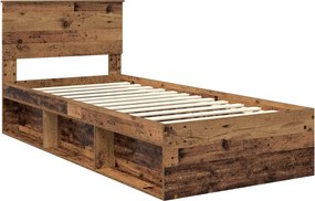 Rám postele s čelo Staré dřevo 90 x 200 cm Masivní borové dřevo 3410652