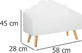 Bílý box na hračky, skříňka na hračky, 58 x 28 x 45 cm