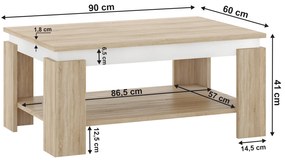 Kondela Konferenční stolek, dub sonoma/bílá, PIANI