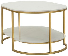Designový konferenční stolek Bannister 90 cm bílý / zlatý
