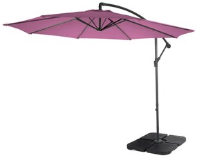 Slunečník Acerra Ø 3m polyester/ocel - levandulově-červený se stojanem