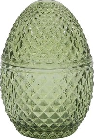 Zelená skleněná dóza vajíčko Saint-Émilion - Ø 8*12 cm