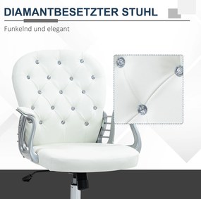 Vinsetto Kancelářská židle, ergonomická židle ke stolu s područky, polstrované opěradlo bílé