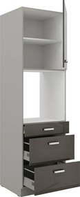 GREY gr | vysoká skříňka 60 DPS-210 3S1F na vestavnou troubu | PREMIUM BOX | 60 cm | světle šedá/tmavě šedá lesk