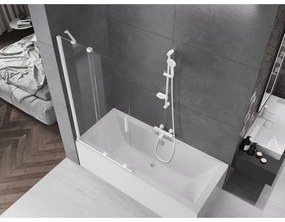 Mexen Velar, 2-křídlová posuvná vanová zástěna 90 x 150 cm, 8mm čiré sklo, bílý profil, 896-090-000-01-20
