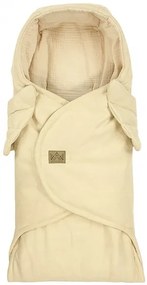 Zavinovací deka s kapucí Little Elite, 100 x 115 cm, Andělská křídla - béžová