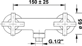 Reitano Rubinetteria, AXIA nástěnná sprchová baterie, chrom, 586