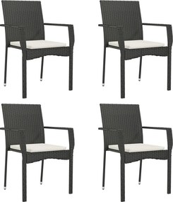5dílný zahradní jídelní set s poduškami černý polyratan 3185133