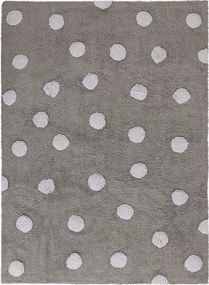 Lorena Canals, Pro zvířata: Pratelný koberec Polka Dots Grey-White, 120x160, šedá, dětský pokoj