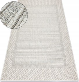 Koberec Plochý Tkaný Jersey Rámeček šedý sisal outdoor smyčka 160x220 cm