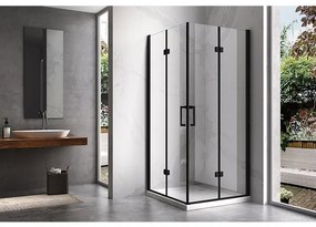 BPS-koupelny Obdélníkový sprchový kout HYD-OK12A 90x80 černý/transparent + vanička HYD-OSV-SXL03B bílá