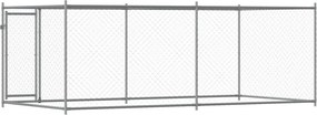 Klec pro psy s dvířky šedá 4 x 2 x 1,5 m pozinkovaná ocel 3209578