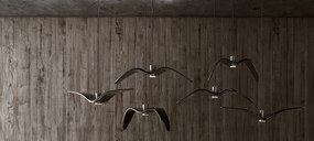 Brokis NIGHT BIRDS PENDENT závěsné svítidlo Brokisglass PC962 Barva skla: Opál - opálové sklo - masiv, Barva el. vedení: Textilní kabel -  světle šedý