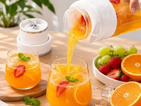 Verk Group Láhev s mixérem usb 1200 ml, hrnek na smoothie, šejker se slámkou a páskem