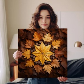 Obraz na plátně - Mandala podzimní listí FeelHappy.cz Velikost obrazu: 80 x 80 cm