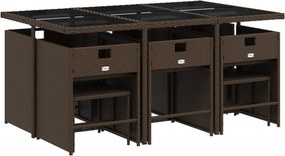 11dílný zahradní jídelní set s poduškami hnědý polyratan 3277916