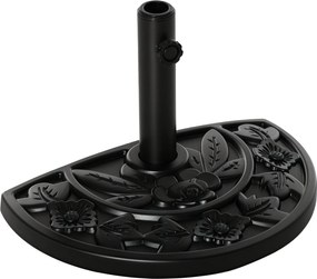 Stojan na slunečník Outsunny 9 kg s designem květiny a polokruhovým držákem pro slunečníky s průměrem tyče 35/38/48mm, pro balkon, terasu, zahradu, če