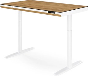 Elektrický psací stůl sit-stand se zásuvkou a bezdrátovou nabíječkou Qi bílý/zlatý dub, 1200 mm: ELLIS