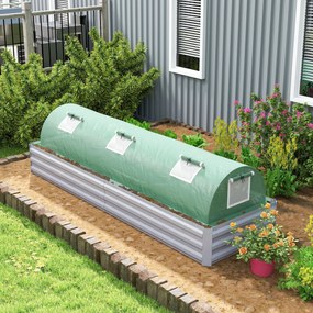 Mini zahradní tunelová skleníková konstrukce Outsunny 300 x 80 x 45 cm s 5 rolovacími okny, PE 140 g/m², zelená epoxidová ocel | Aosom