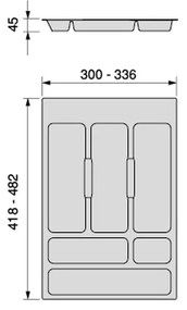 In-Design Příborník Optima 490 mm antracitový - různé šířky Šířka příborníku (mm): 400 - 436