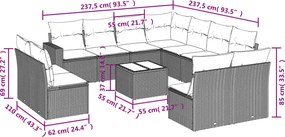 12dílná zahradní sedací souprava s poduškami černá polyratan 3251472