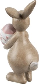 Dekorace hnědý králík s růžovým vajíčkem - 6*9*15 cm