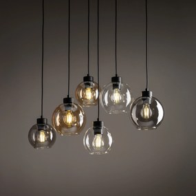 TK Lighting Černý závěsný lustr Cubus pro žárovku 6x E27 TK2164