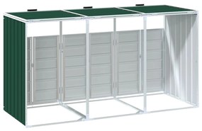 vidaXL Box na 3 popelnice zelený 216 x 81 x 115 cm ocel