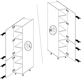 SCANDI sc | vysoká skříňka 40 DK-215 2F potravinová | 40 cm | šedá/rybí kost
