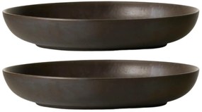 OnaDnes -20% Audo CPH Set dvou tmavě hnědo šedých porcelánových hluboký talířů AUDO NEW NORM 20,7 cm