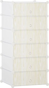 HOMCOM Plastový Stojan na Boty pro 6 Párů Obuvní Box do Předsíně, DIY Stohovatelné Regály Bílý 49 x 36,5 x 108 cm | Aosom