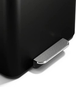 Matně černý ocelový odpadkový koš na tříděný odpad/nášlapný 15 l Dual Mini – simplehuman