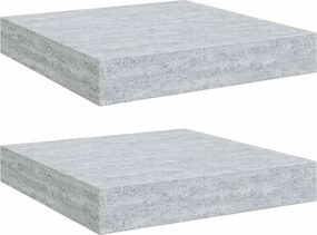 Plovoucí nástěnné police 2 ks betonově šedé 23x23,5x3,8 cm MDF 326589