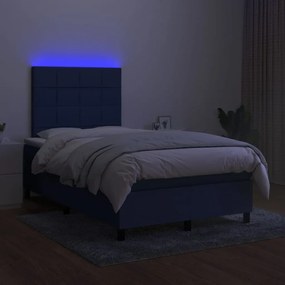 Box spring postel s matrací a LED modrá 120x190 cm textil