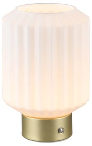 Stmívatelná LED stolní lampa v bílé a zlaté barvě se skleněným stínidlem (výška 19,5 cm) Lord – Trio