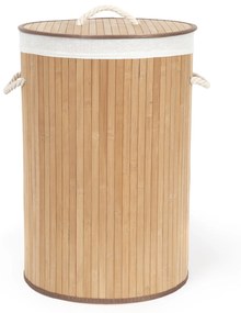 Bambusový koš na prádlo s víkem Compactor Bamboo - kulatý, přírodní, 40 x v.60 cm