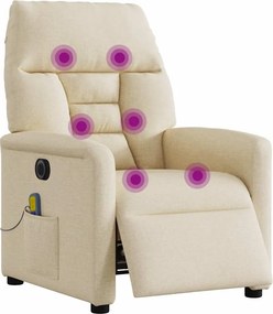 Elektrické masážní polohovací křeslo krémové textil 3303030
