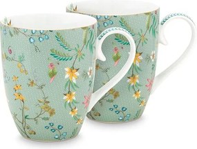 Pip Studio Jolie flowers blue sada 2 hrnečků 350ml, dárkové balení, modré