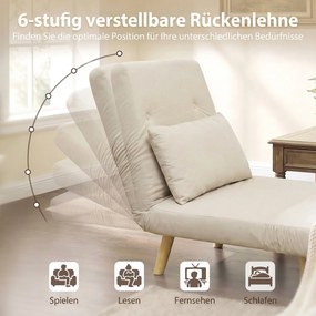HOMCOM 3-v-1 spací křeslo, sklápěcí křeslo s funkcí spaní, nastavitelná opěrka zad Click-Clack, béžové