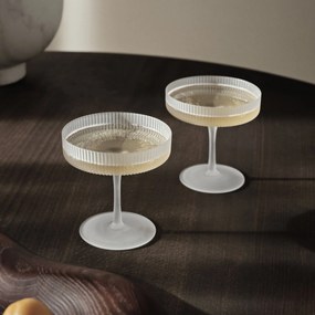 Ferm Living Skleničky na šampaňské Ripple Frosted 150 ml – set 2 ks, bílá barva, sklo
