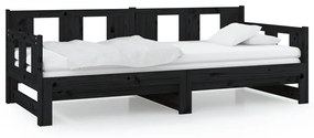 Výsuvná postel černá masivní borovice 2x (80 x 200) cm - Default Title