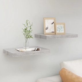 Plovoucí nástěnné police 2 ks betonově šedé 50x23,5x3,8 cm MDF 326595